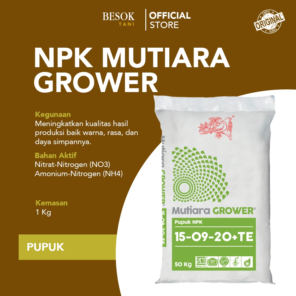 Jual NPK MUTIARA GROWER 15-09-20+TE 1 Kg | Pupuk Kemasan Pabrik ...