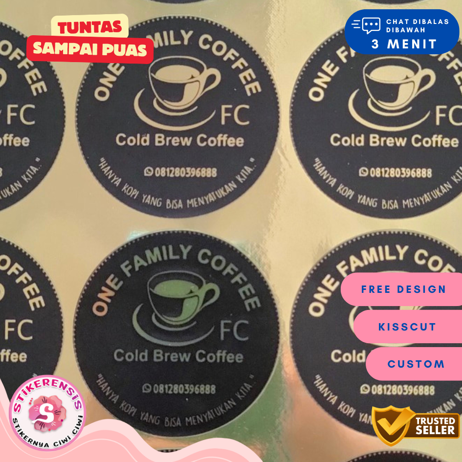 Jual SBGS 2-6 Cetak Stiker Logo Bahan Gold Custom Sticker Label ...