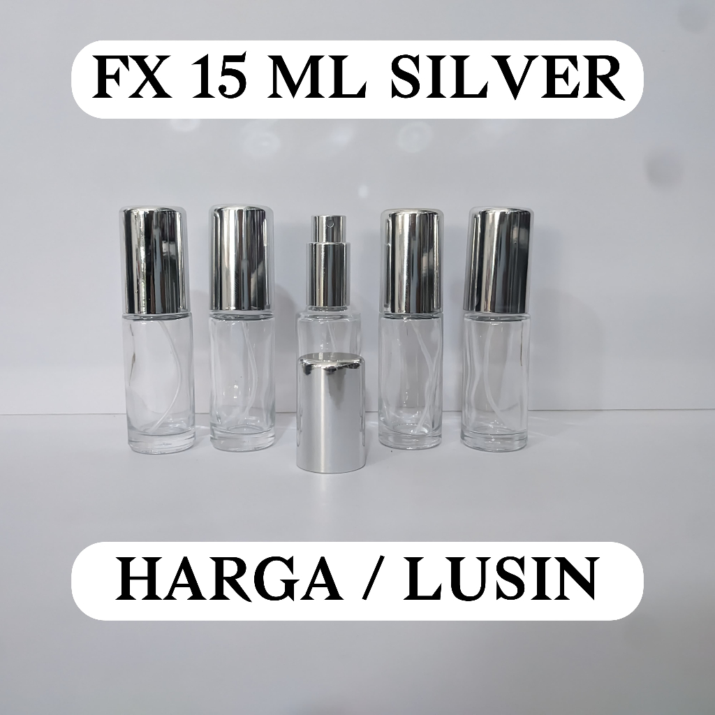 Jual (1 LUSIN) FX 15 ML SILVER.BOTOL PARFUM KOSONG MODEL FX ATAU HM UKURAN 15ML.HARGA PER LUSIN ...