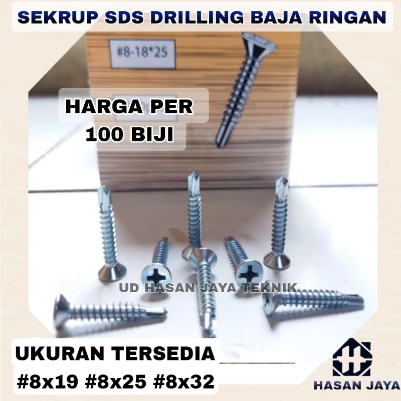 Jual (100 PCS) Skrup Sekrup Roofing SDS FH 8x25 / 8x32 Baut Sekrup Baja Ringan F+AB 8x40 (4cm ...