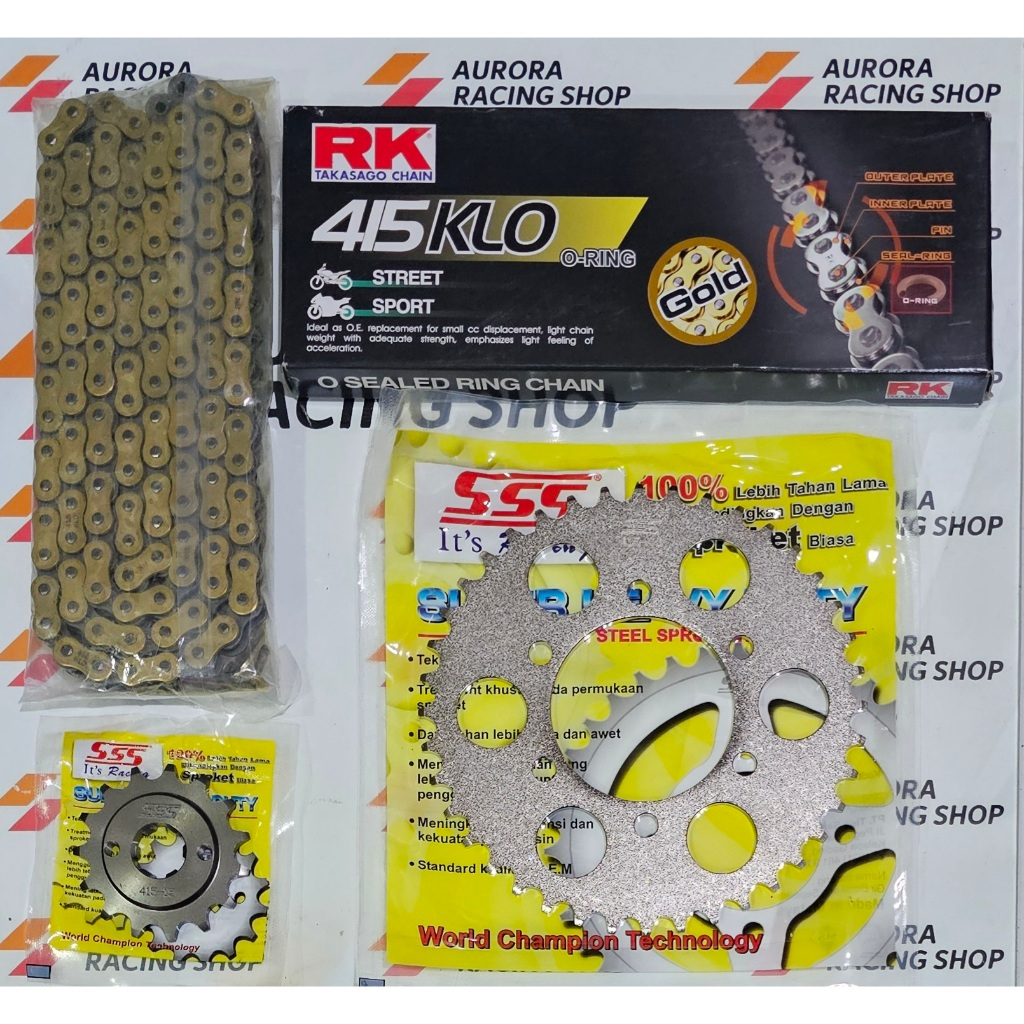 Jual GEAR SET SSS 415 KAWASAKI NINJA 150 R / NINJA 150 SS / NINJA 150 RR & RANTAI RK O RING 415 ...