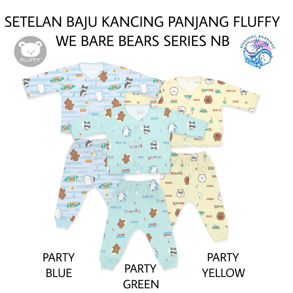 Jual SETELAN BAJU KANCING PANJANG FLUFFY WE BARE BEARS SERIES NB (NEWBORN) | Shopee Indonesia