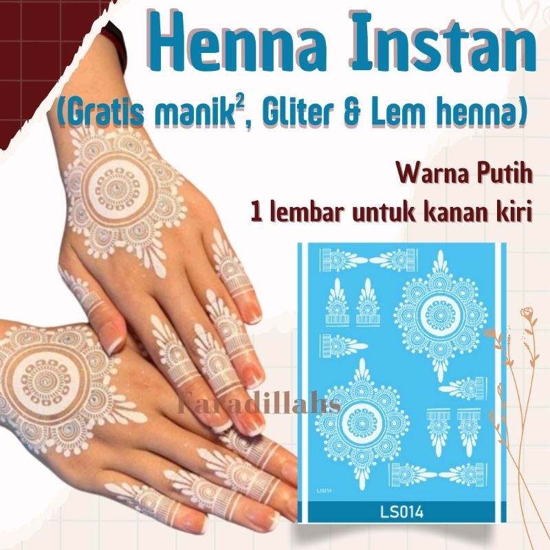Jual HENNA INSTAN Putih (Gratis Lem + Manik² dan Gliter) Henna tempel | Shopee Indonesia