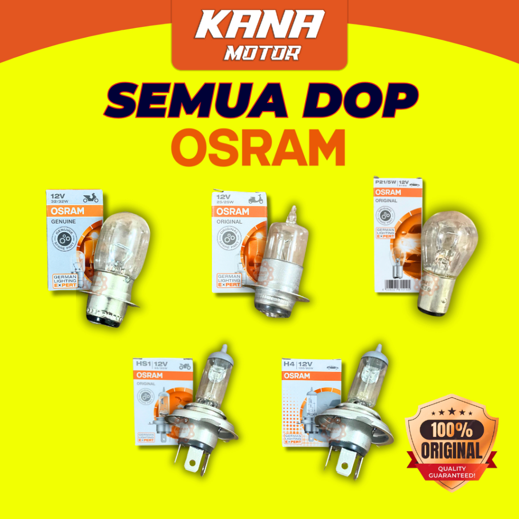 Jual BOHLAM LAMPU DEPAN BELAKANG DOP STOP MOTOR BEBEK MATIC OSRAM - P21 12V 5W H4 90W HS1 35W ...