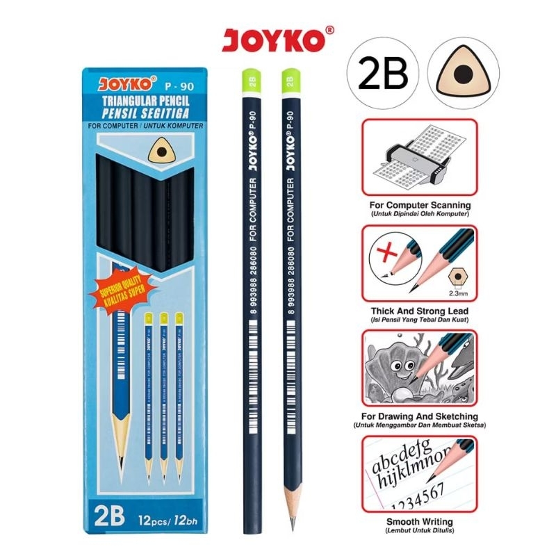 Jual Joyko Pensil Kayu 2B Joyko P-90 1pack Isi 12pcs | Shopee Indonesia