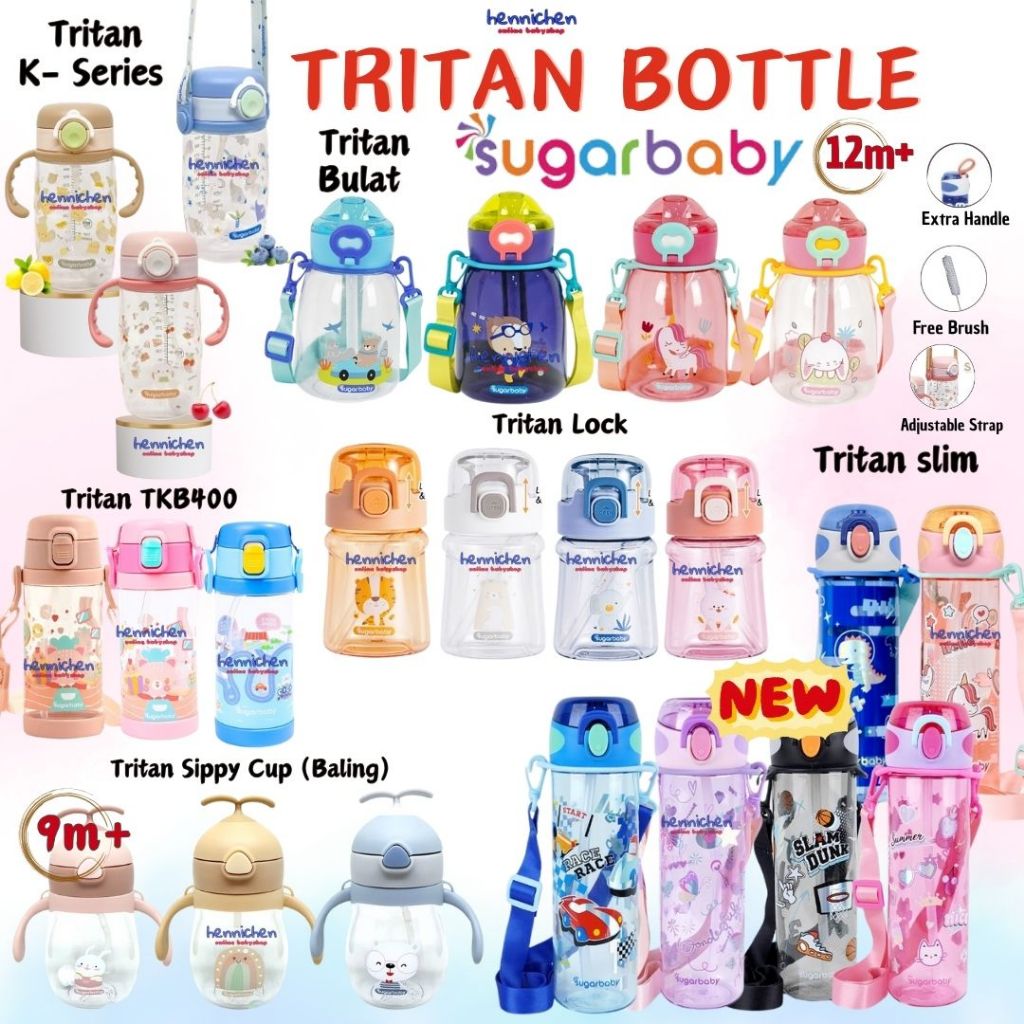 Jual Sugar Baby Tritan Bottle 400ML TKBST400 With Special Straw / Tritan Kid Bottle Slim 600ml ...