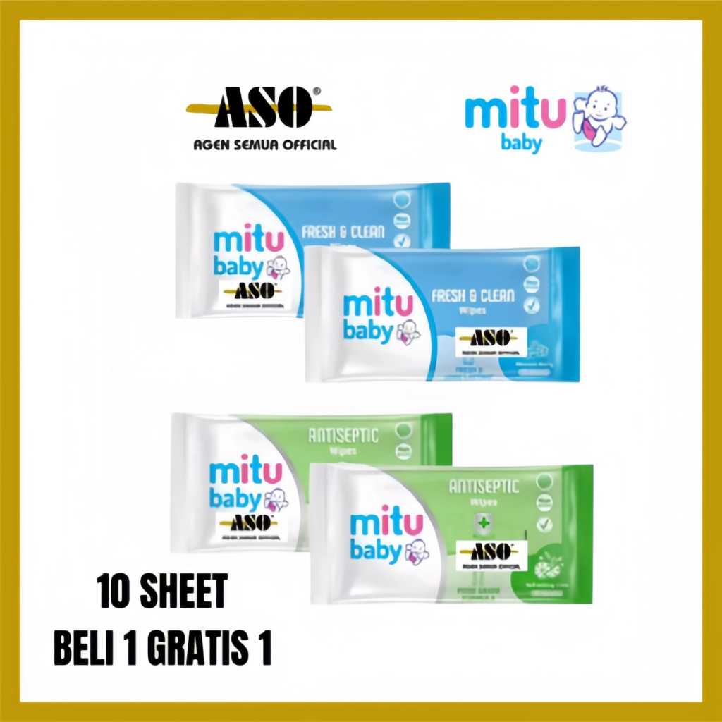 Jual Tissue Tisu basah MITU BABY WIPES 10 sheet ( BELI 1 GRATIS 1 ...