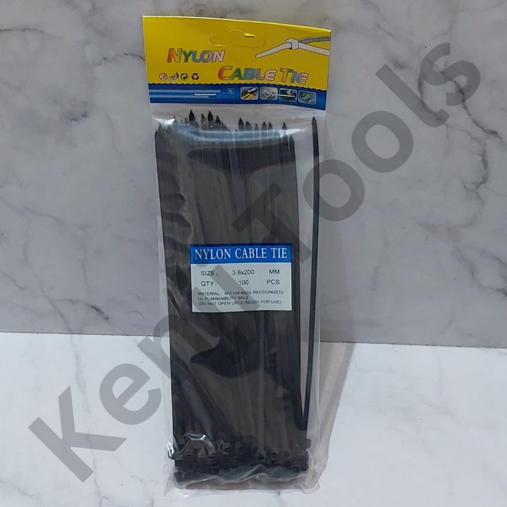 Jual Kabel Ties Nylon 3.6x200mm Hitam Putih Isi 100 Pcs Ikat Kabel ...