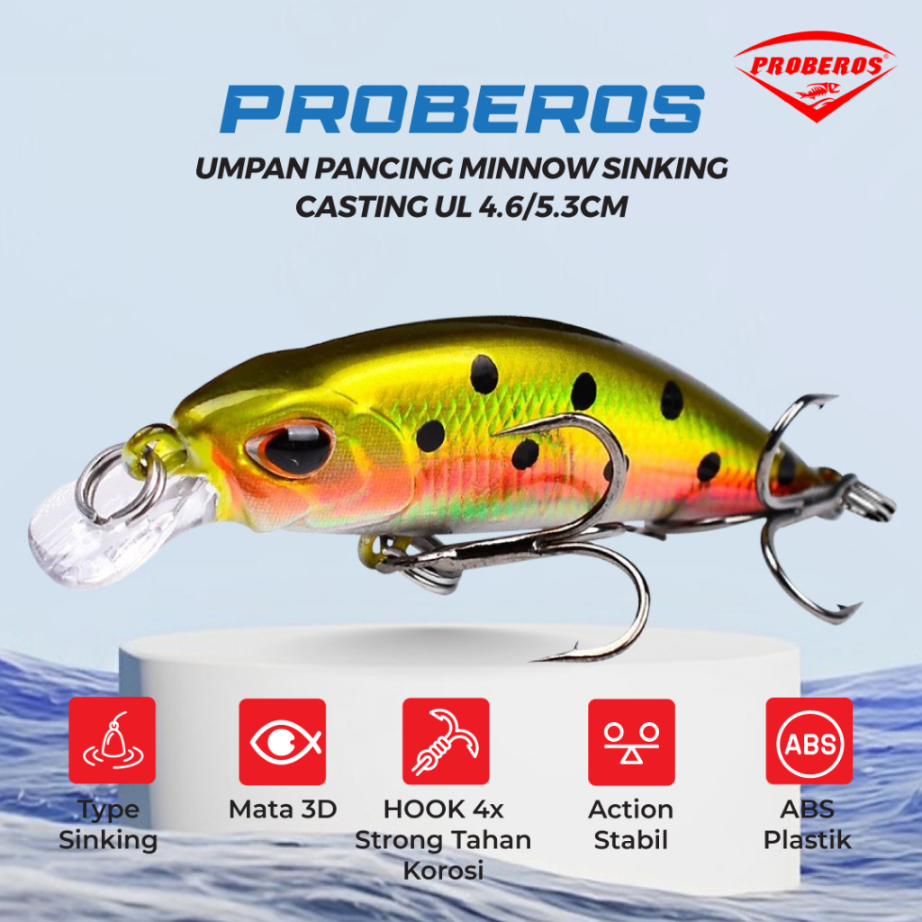 Jual PROBEROS umpan minnow sinking 4.6g / 5.3cm umpan casting Ultralight MN195 | Shopee Indonesia