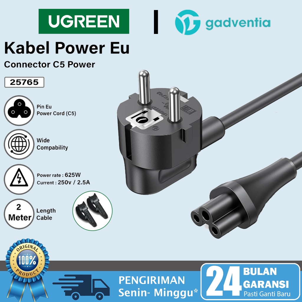 Jual UGREEN Kabel Power Adaptor Charger 3 Lubang Untuk Laptop Komputer ...