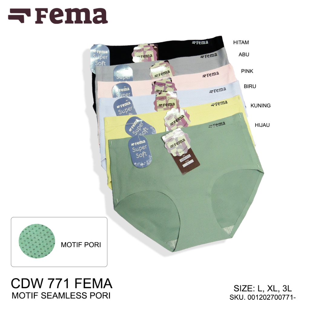 Jual FEMA Official Shop SETENGAH LUSIN 6 pcs 761 Seamless Polos Halus Silky Ice Super Nyaman ...