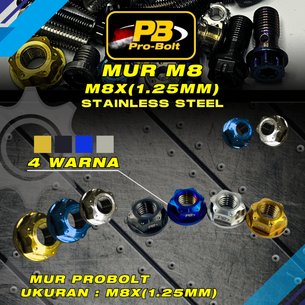 Jual Probolt M8x(1.25mm) - Mur M8 Stainless Steel Original | Shopee Indonesia