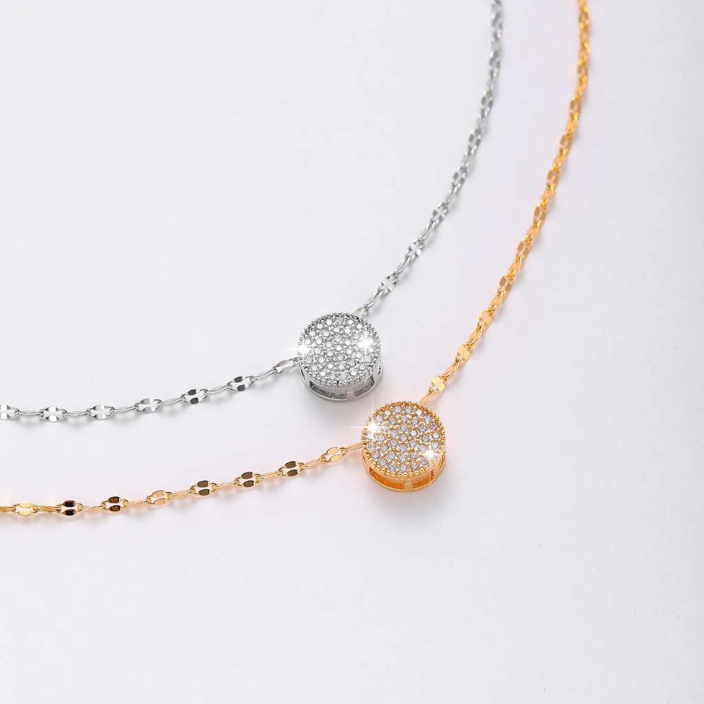 Jual Hyl Jewelry 532N Kalung Titanium Wanita Karat Emas Silver Asli ...