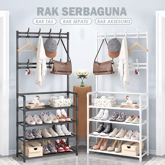 Jual Rak Sepatu Stand Hanger Baju Portable 4 Susun Estetik Gantungan ...