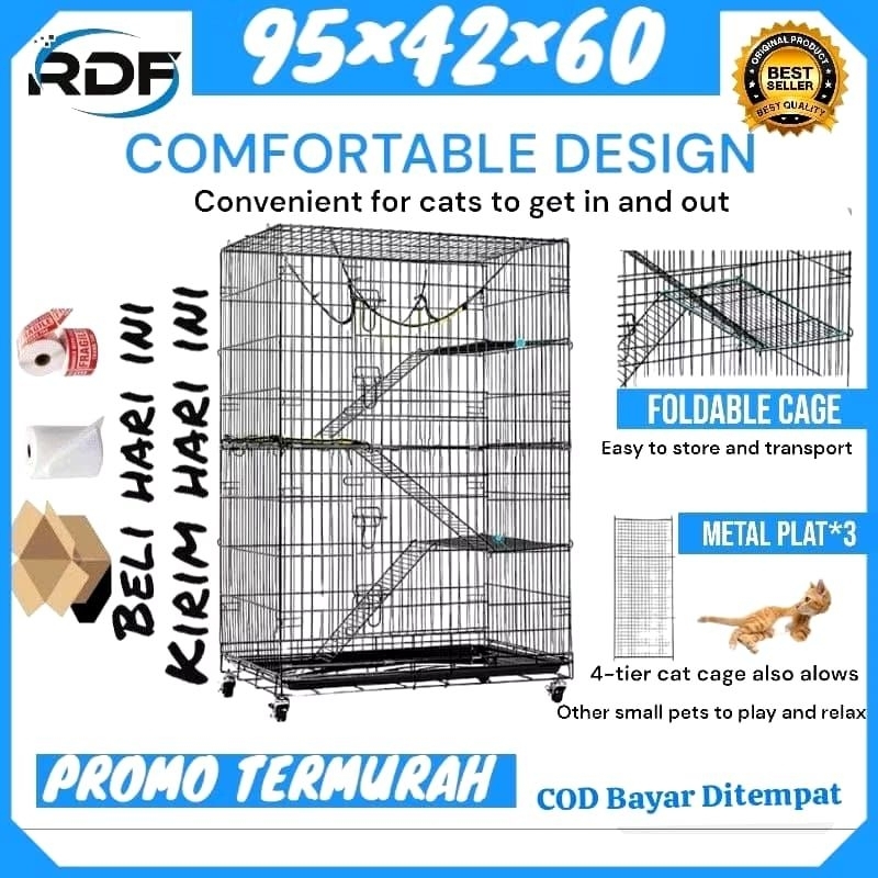 Jual KANDANG KUCING MURAH TINGKAT 3 + roda size 95×60×42 CM £4 | Shopee ...