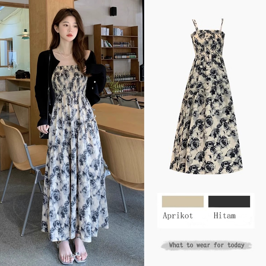 Jual COD maxi dress floral pantai beach dress backless/ long dress ...