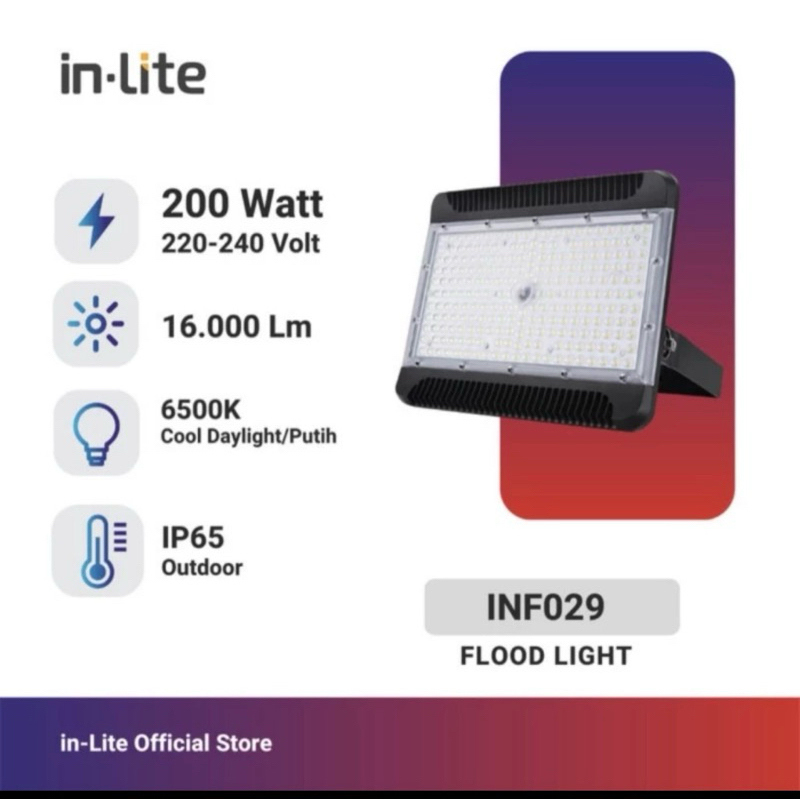 Jual LAMPU SOROT FLOODLIGHT LED INLITE 200W -INF029 | Shopee Indonesia