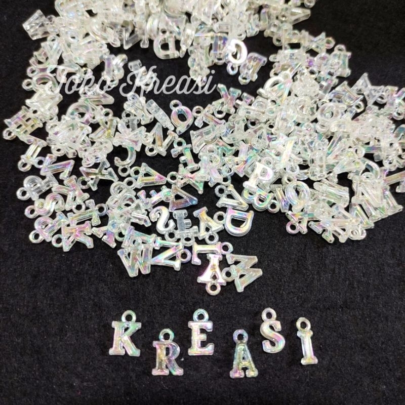 Jual Mote / Manik Putih Bening Charm abjad / huruf / alfabet | Shopee ...