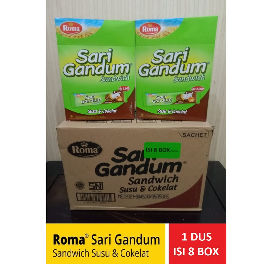 Jual 1 Dus Roma Sari Gandum Sachet Coklat Ecer 2.000 Isi 10 Box x12pcs ...