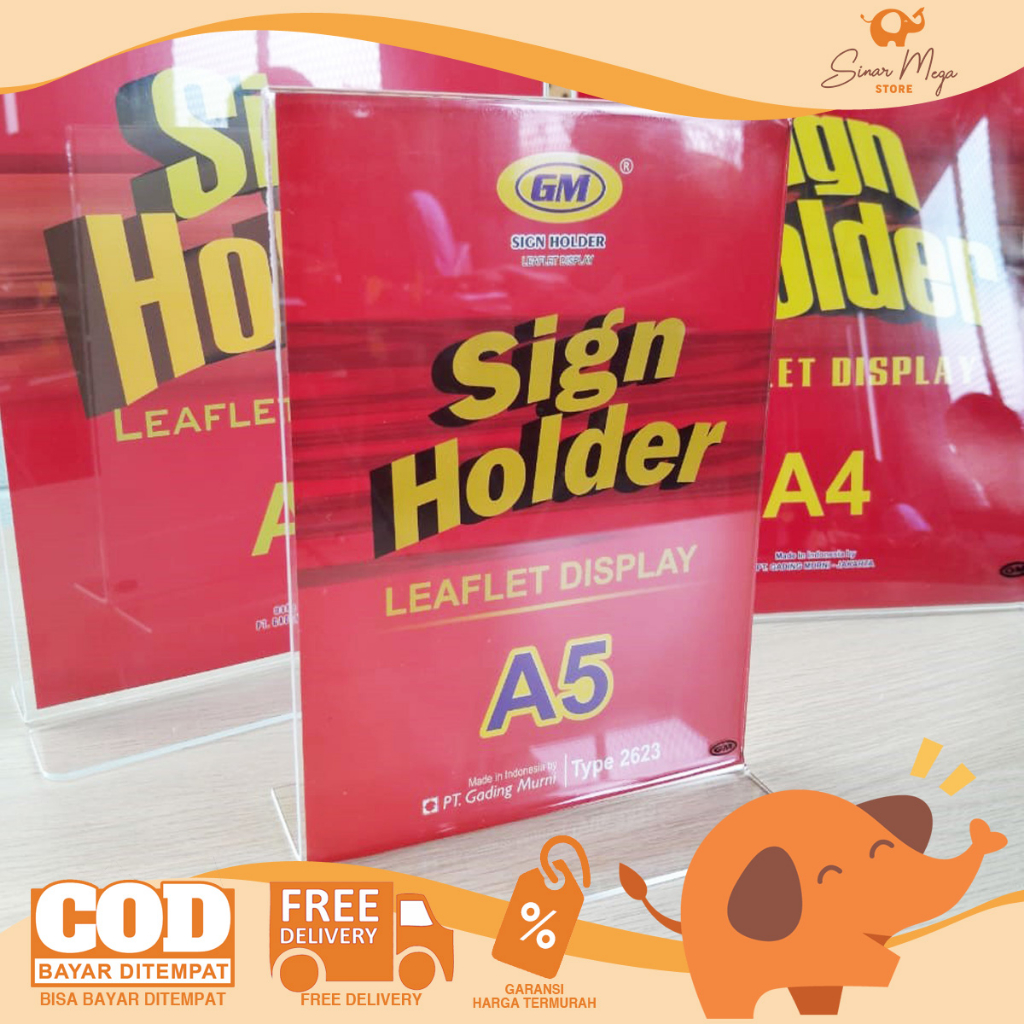 Jual GM Sign Holder Ukuran A5 2 Muka (T Terbalik) / Sign Holder Acrylic ...