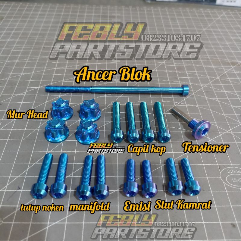 Jual BAUT TITANIUM FULL SET HEAD KOP CB GL MP TIGER GL100 BAUT HEAD KOP ...