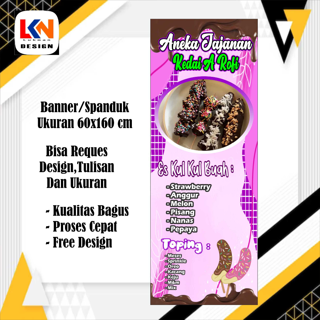 Jual spanduk banner aneka jajanan kedai uk, 60x160cm | Shopee Indonesia