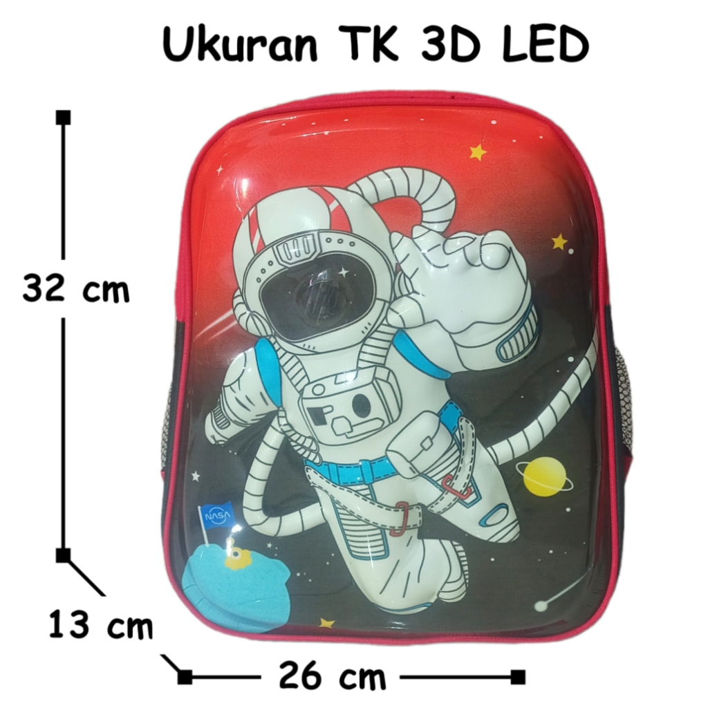 Jual Tas Ransel Anak TK LED nyala 3D timbul Astronout | Shopee Indonesia