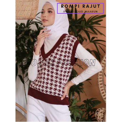 Jual Rompi Rajut Wanita motif Houndstooth Vneck Hight Quality pojok ...
