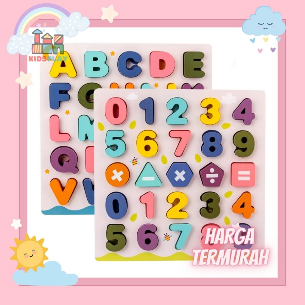Jual New Puzzle Kayu Pastel Puzzle Huruf Dan Angka Puzzle Kayu Anak ...