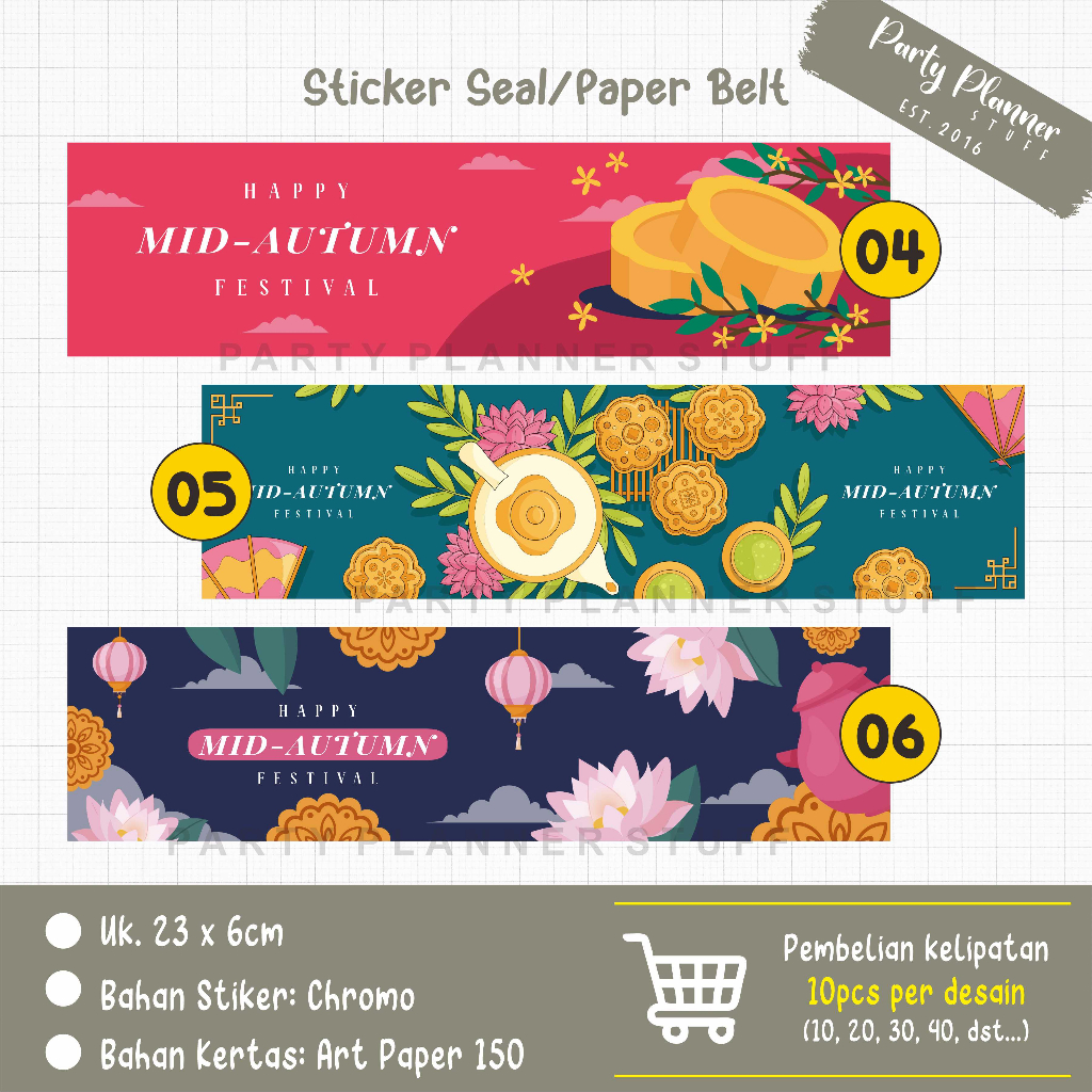 Jual Stiker label kue bulan / happy moon cake festival / label kue ...