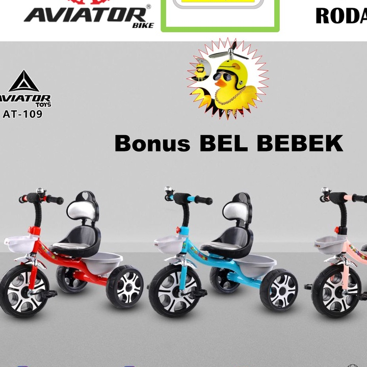 Jual Sepeda Roda tiga AVIATOR AT 109 / 101 roda EVA / bangku senderan ...