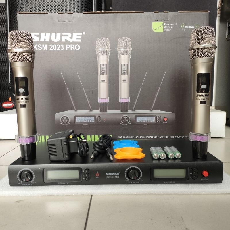 Jual Mic Wireless Shure KSM-2023 PRO Bisa Ubah Frequensi 2 Mic UHF Wireless | Shopee Indonesia