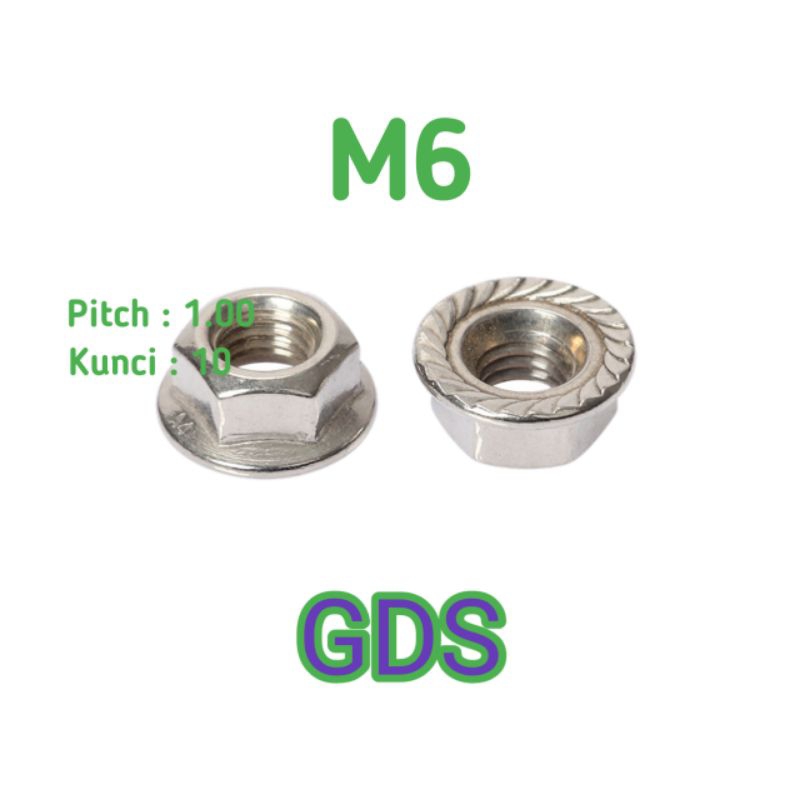 Jual Mur Flange Stainless M6 / Flange Nut Stainless 304 M6 | Shopee ...