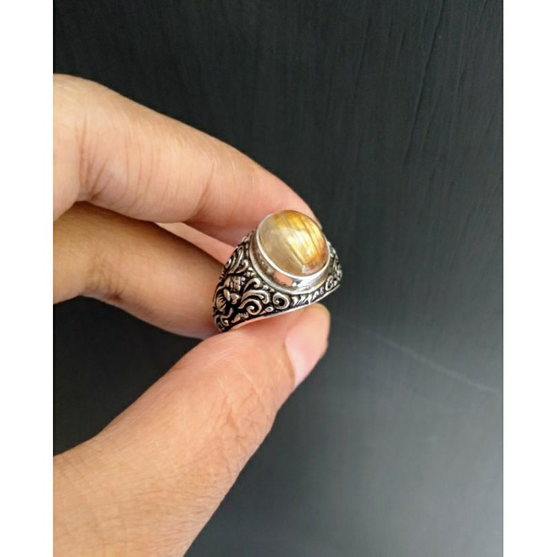 Jual Cincin/emban perak bali batu rambut sedana | Shopee Indonesia
