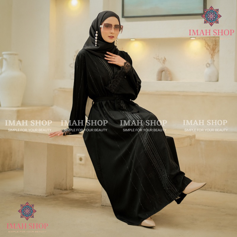 Jual Abaya Hitam Turkey Gamis Syari Muslimah Bahan Jetblack Hitam Kombinasi Renda Imah Shop ...