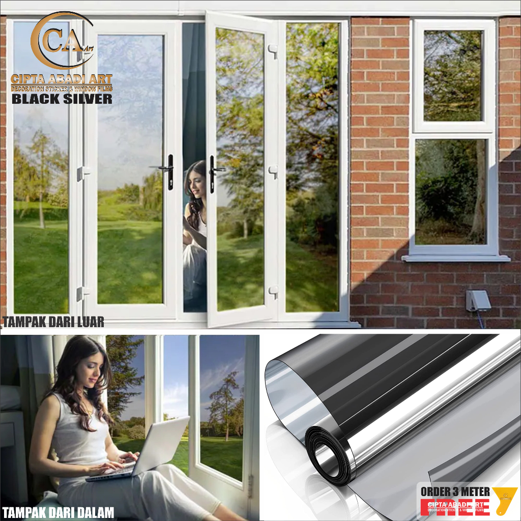 Jual Stiker Kaca Film Cermin Jendela Rumah Kantor Mobil Ruko One Way Tidak Tembus Pandang Lebar ...