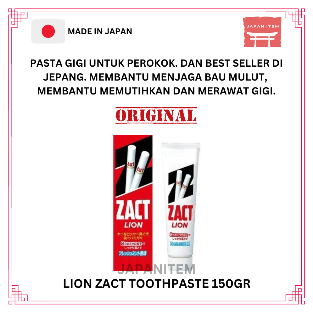 Jual Lion Zact Toothpaste Pasta Gigi for Smoker Perokok 150g original Japan | Shopee Indonesia