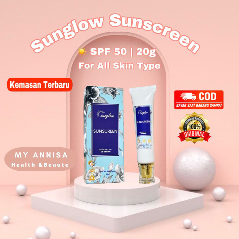 Jual Sunglow Sunscreen SPF 50 New Package Original Malaysia (Glowing & Anti Flek) FREE GIFT ...