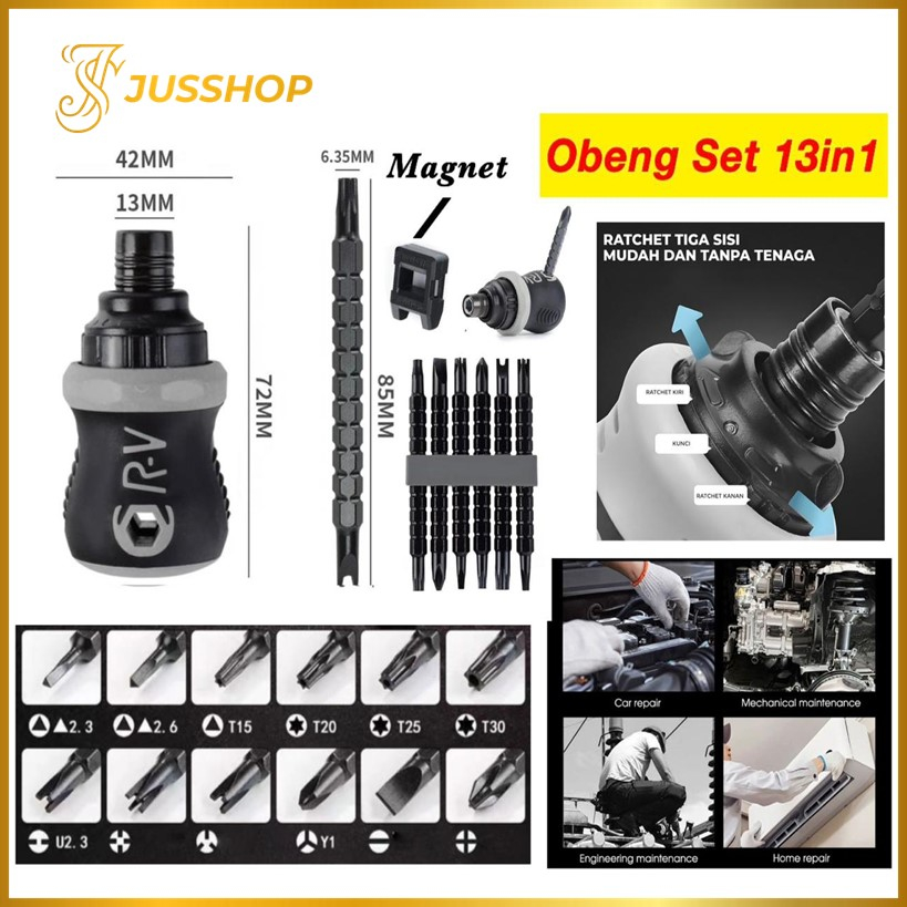 Jual Obeng BB Buntek Set 13in1 Obeng Karet Bolak Balik Dua Arah Mini ...