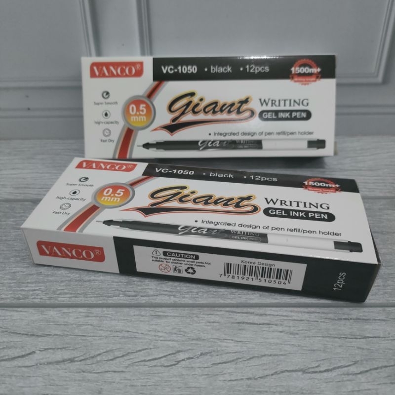 Jual SELUSIN ( 12 PCS ) Gel Pen Pulpen Gel Vanco Giant VC-1050 0.5mm ...