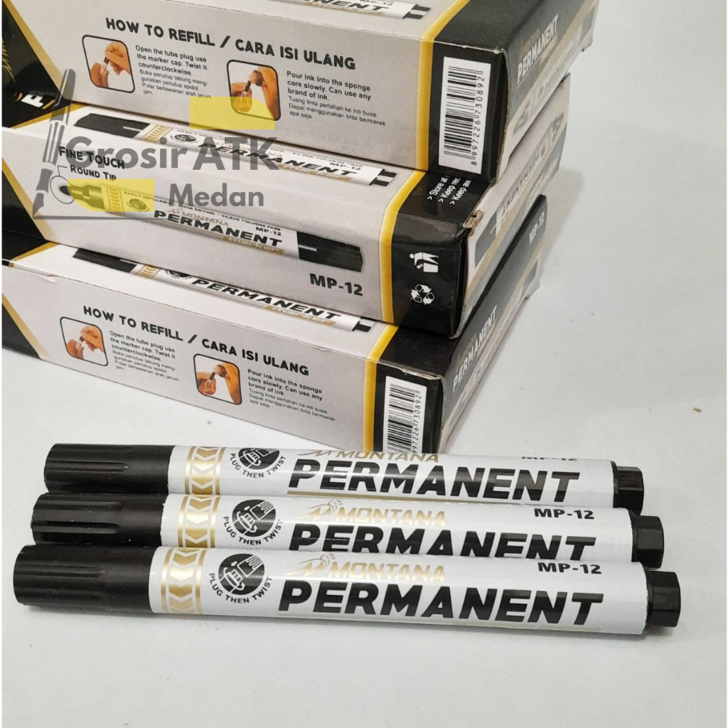 Jual Spidol Hitam Permanen/Permanent Marker/Spidol permanent Montana ...