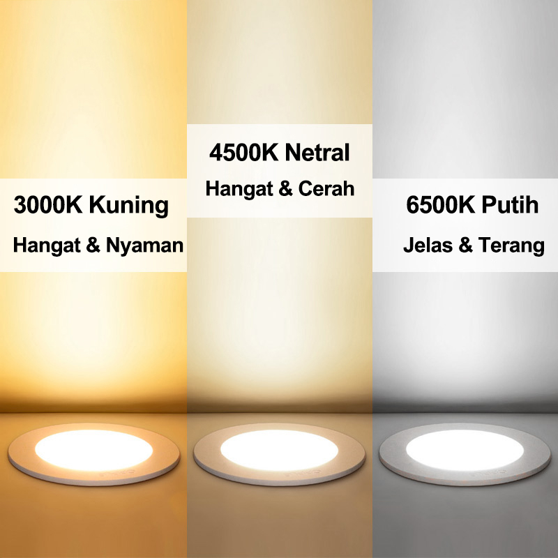 Jual Golden LED Lampu Downlight LED 3Warna Panel Light Inbow Lampu ...