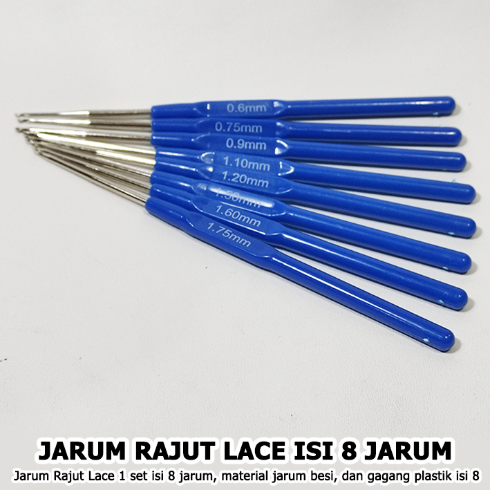 Jual JARUM RAJUT LACE ISI 8 UKURAN / CROCHET TOOLS | Shopee Indonesia