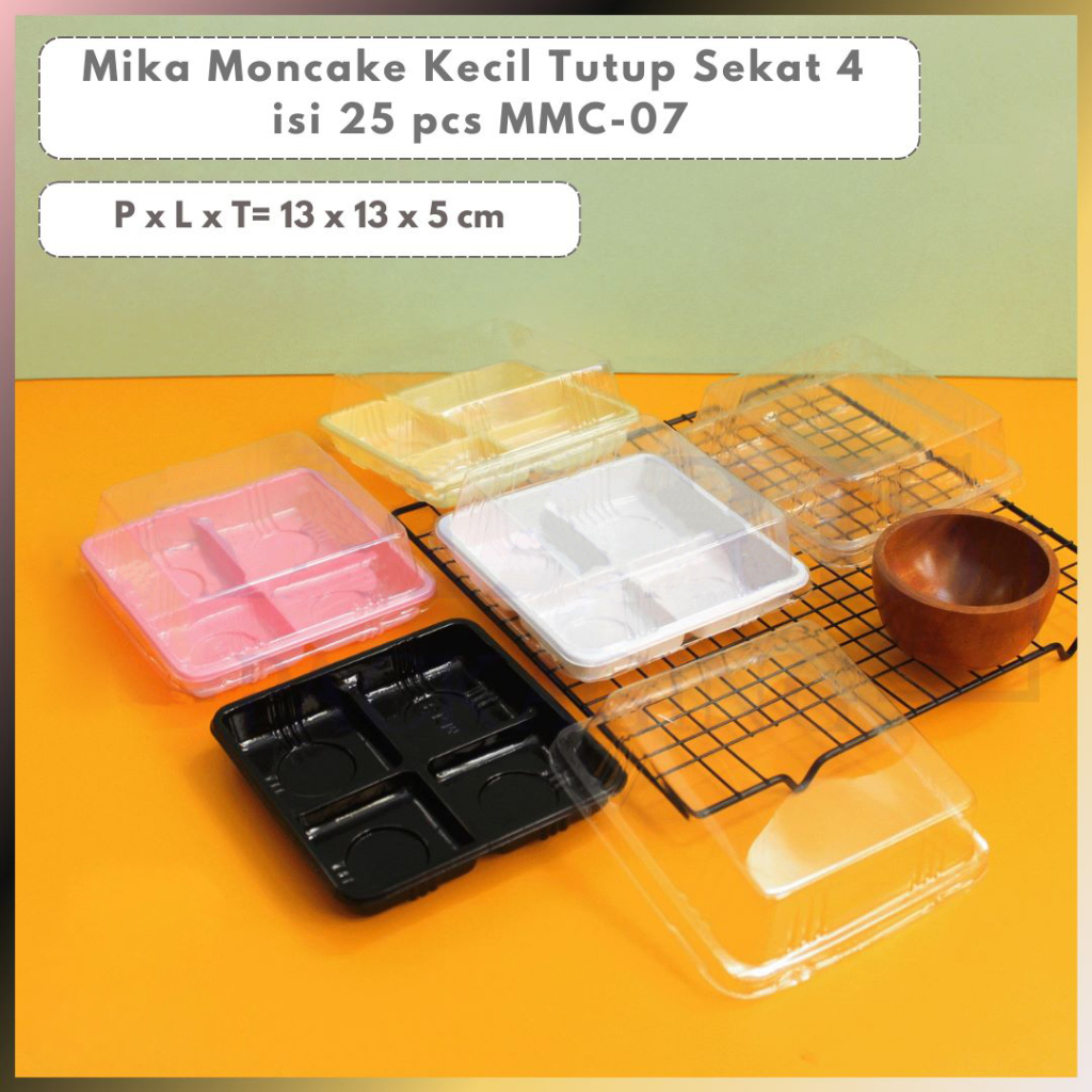 Jual ( 25pcs ) Mika Mooncake Kecil Tutup Bening Sekat 4 Tray Mica Moon Cake Mika Kue Bulan ...