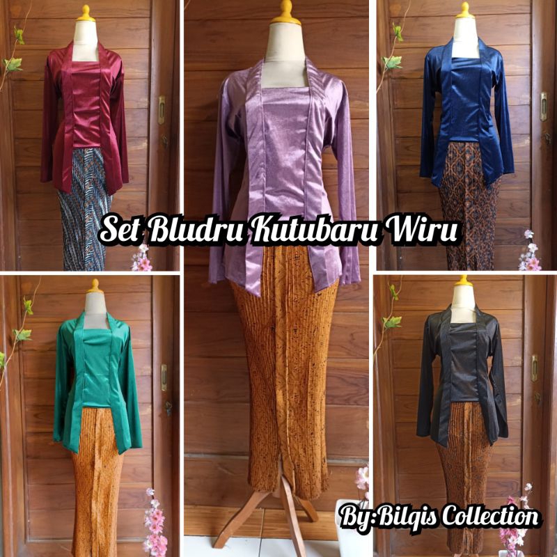 Jual Set Kebaya Bludru Kutu Baru Rok Pliset Wiru Premium Polos Kebaya Kutu Baru stretch Kebaya ...