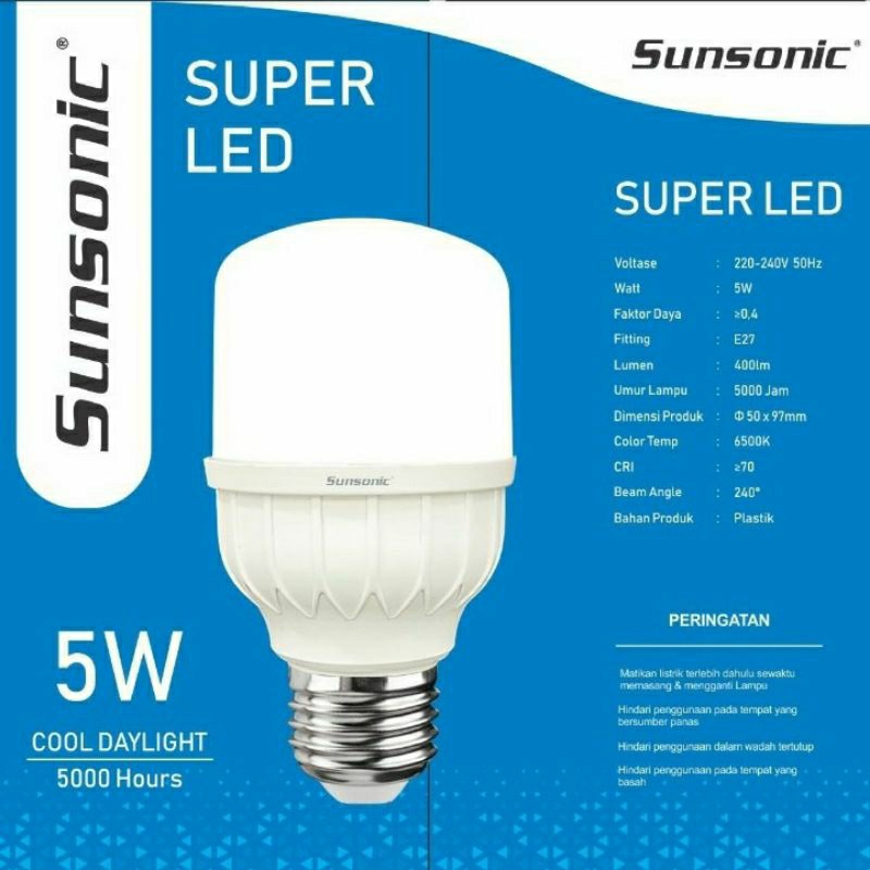 Jual LAMPU SUNSONIC LED CAPSULE KAPSUL TABUNG 5W CAHAYA PUTIH | Shopee Indonesia