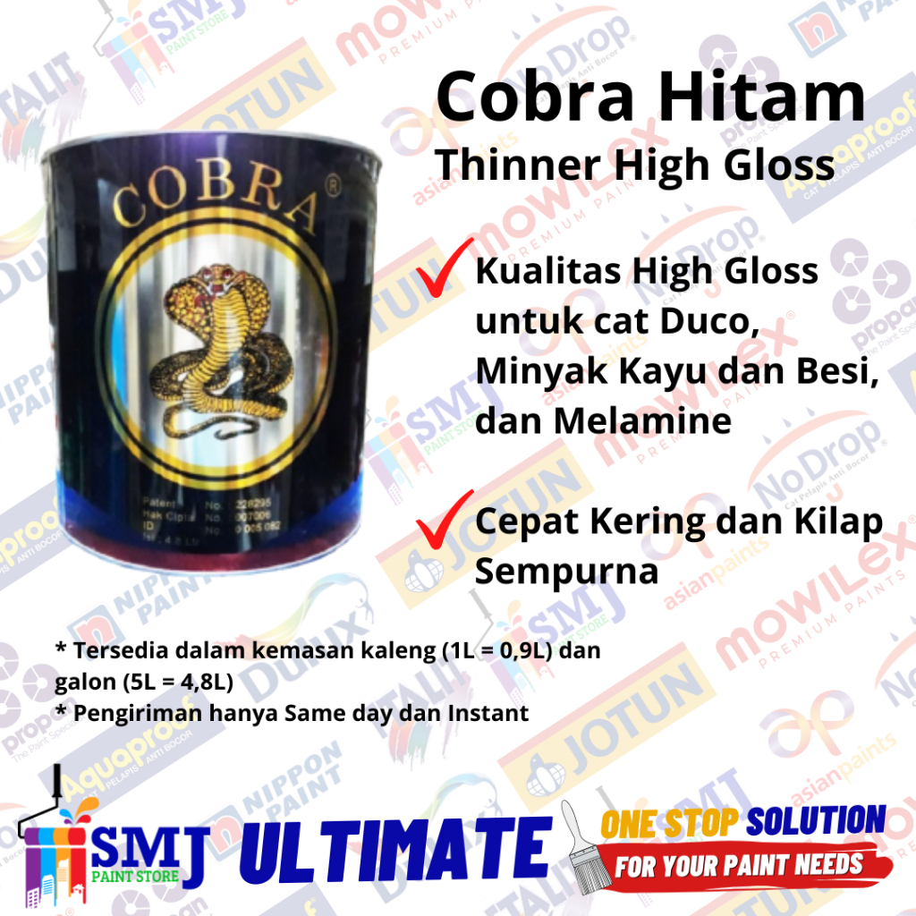 Jual Pengencer Cat Minyak Thinner High Gloss COBRA HITAM 1L | Shopee ...