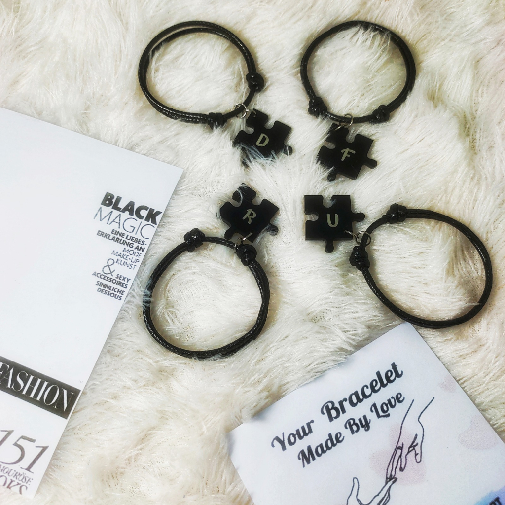 Jual Gelang Tali Korea Inisial Huruf Puzzle A-Z Custom Nama Initial 2mm ...