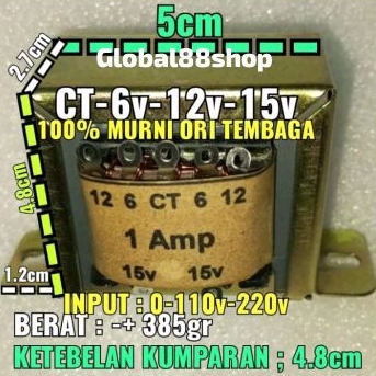 Jual 1A CT6v TRAVO TRAFO 1 ampere CT 6v 12v 15v KW 1 MEREK TR/GLOBE ...