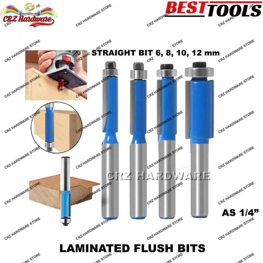 Jual Mata Profil Kayu Straight Bits Bearing 6 8 10 12 mm Mata Router ...